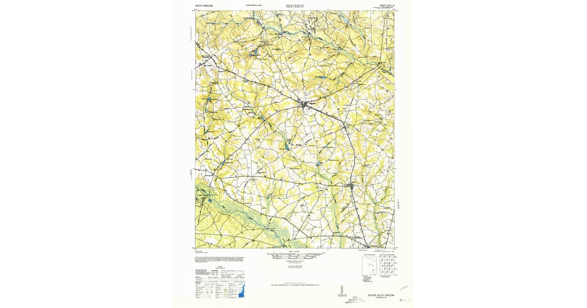 1944 Map of Seivern, Aiken County, SC — High-Res, 1946 Print #2 | Pastmaps