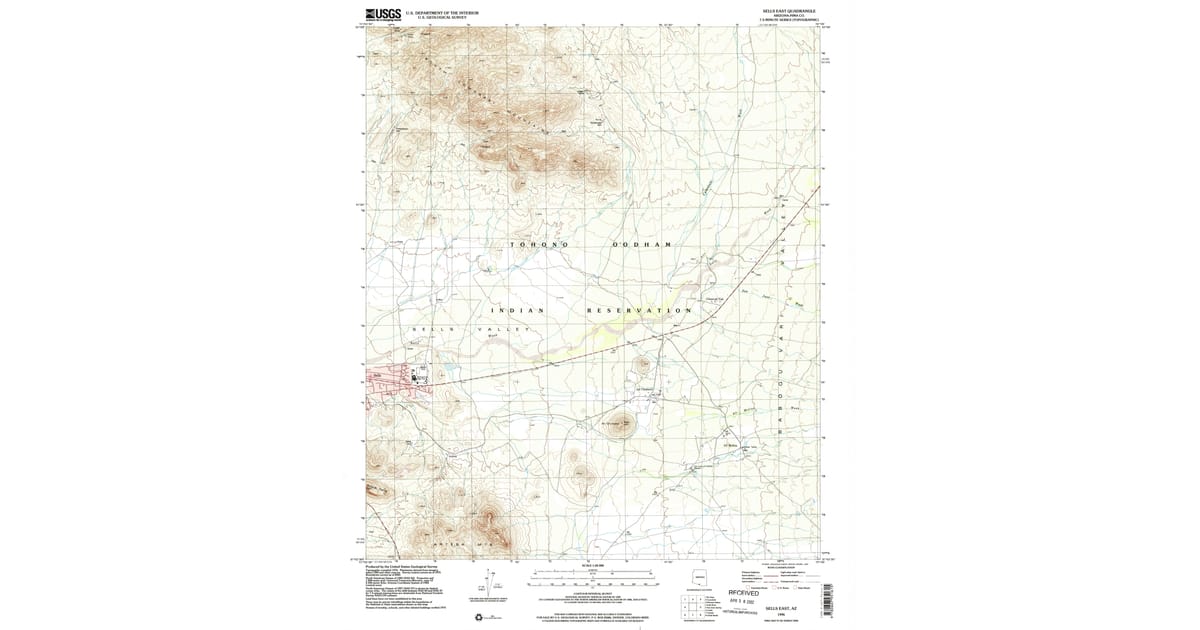 1996 Map of Sells East, Pima County, AZ — High-Res | Pastmaps