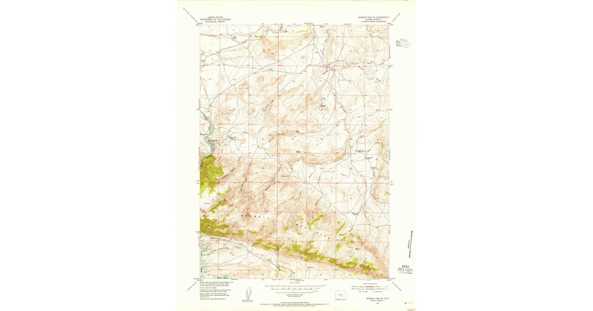 1953 Map of Seminoe Dam NE, Carbon County, WY — High-Res | Pastmaps