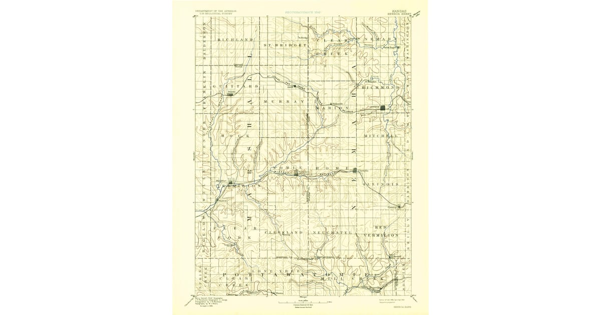 1894 Map of Seneca, KS — High-Res, 1932 Print | Pastmaps
