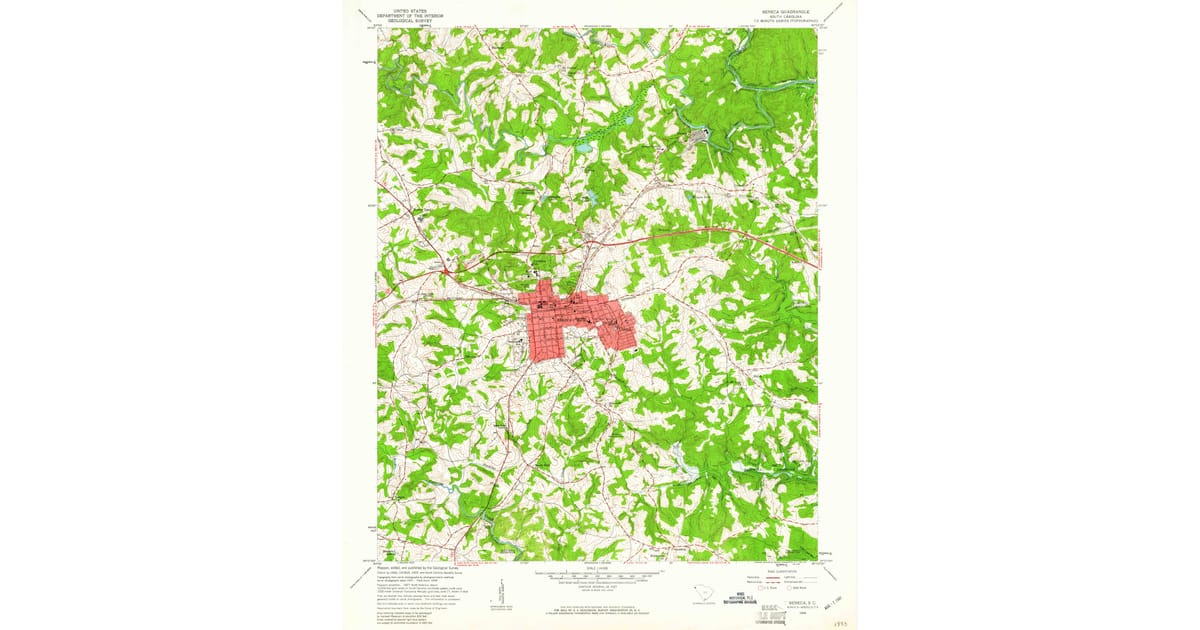 1958 Map of Seneca, SC — High-Res | Pastmaps