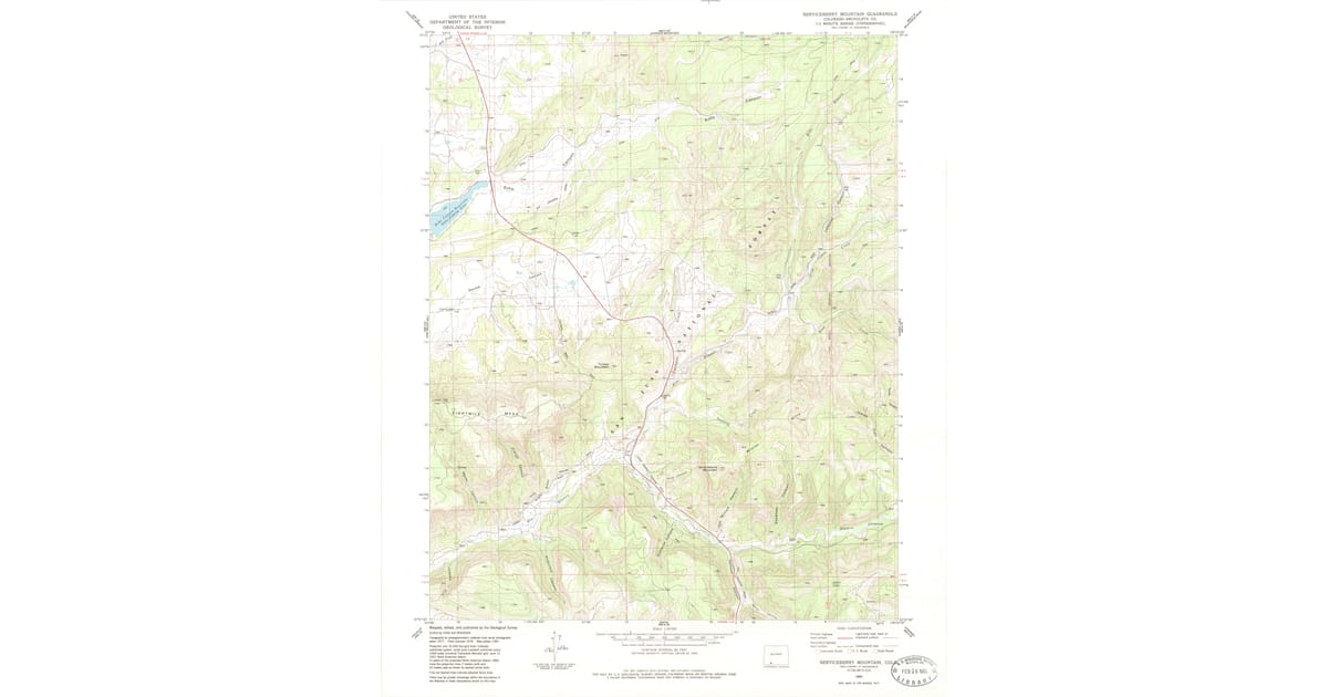 1984 Map of Serviceberry Mountain, Archuleta County, CO — High-Res ...