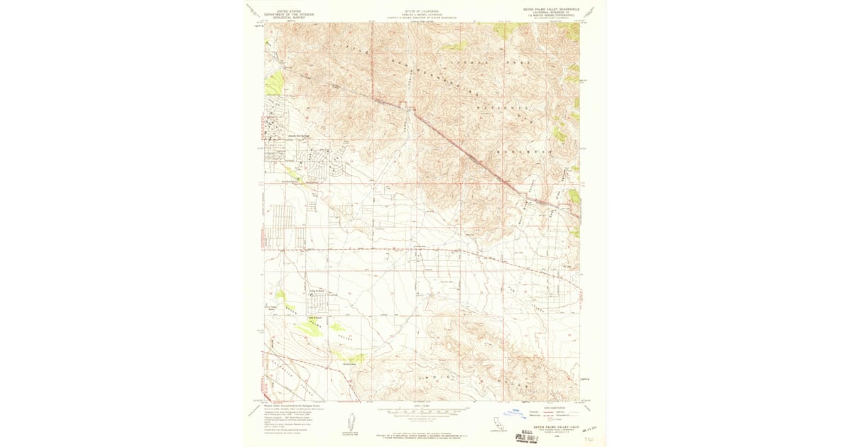 1958 Map of Seven Palms Valley, Riverside County, CA — High-Res | Pastmaps