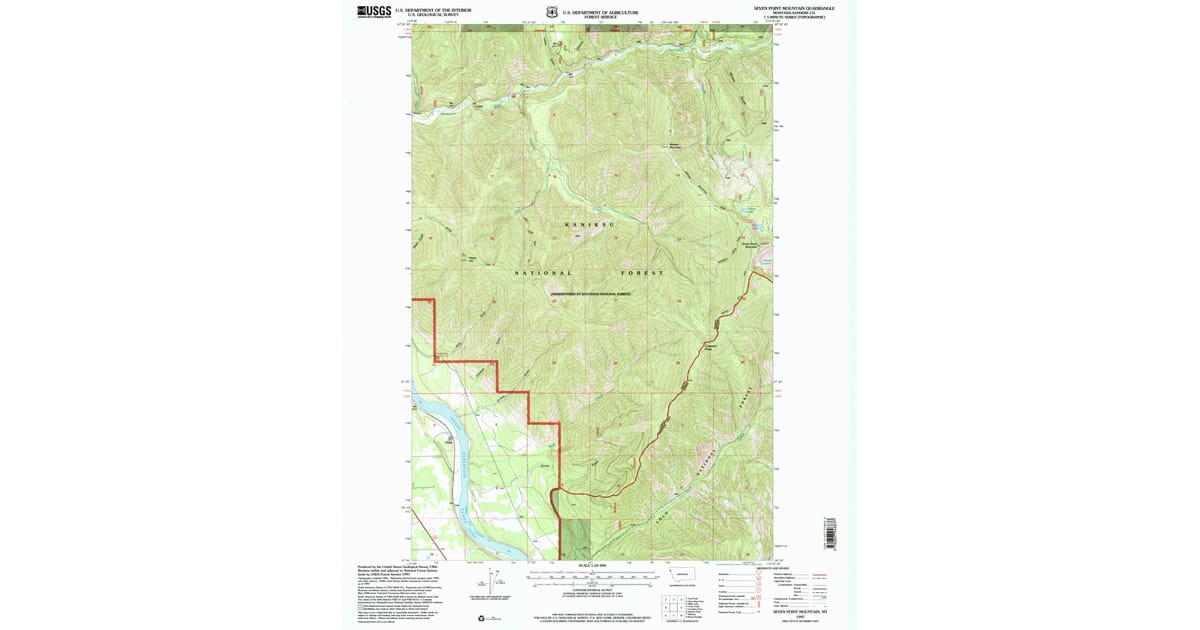 1997 Map of Seven Point Mountain, Sanders County, MT — High-Res | Pastmaps