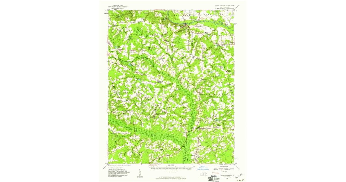 1957 Map of Seven Springs, NC — High-Res | Pastmaps