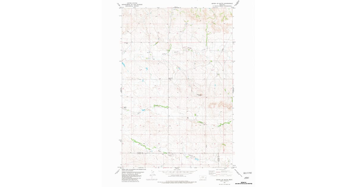 1981 Map of Seven-Up Butte, Fallon County, MT — High-Res | Pastmaps