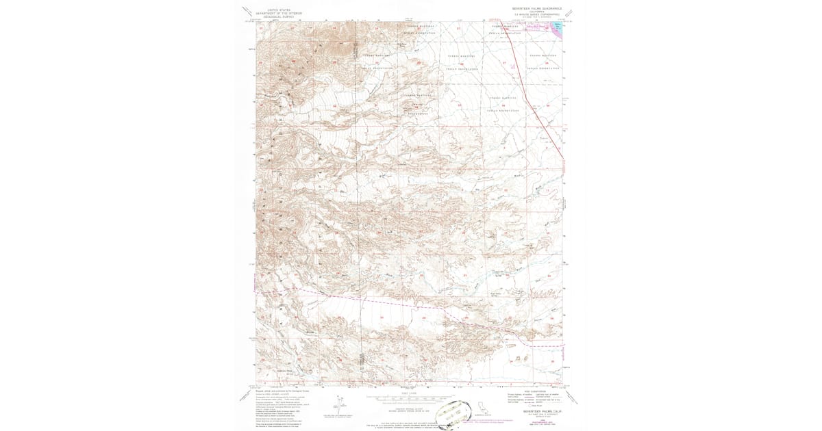 1956 Map of Seventeen Palms, Imperial County, CA — High-Res, 1986 Print ...