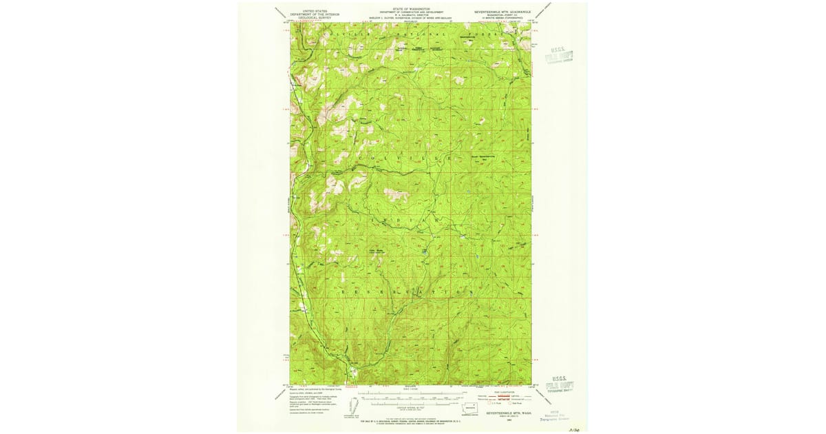 1953 Map of Seventeenmile Mtn., Ferry County, WA — High-Res | Pastmaps