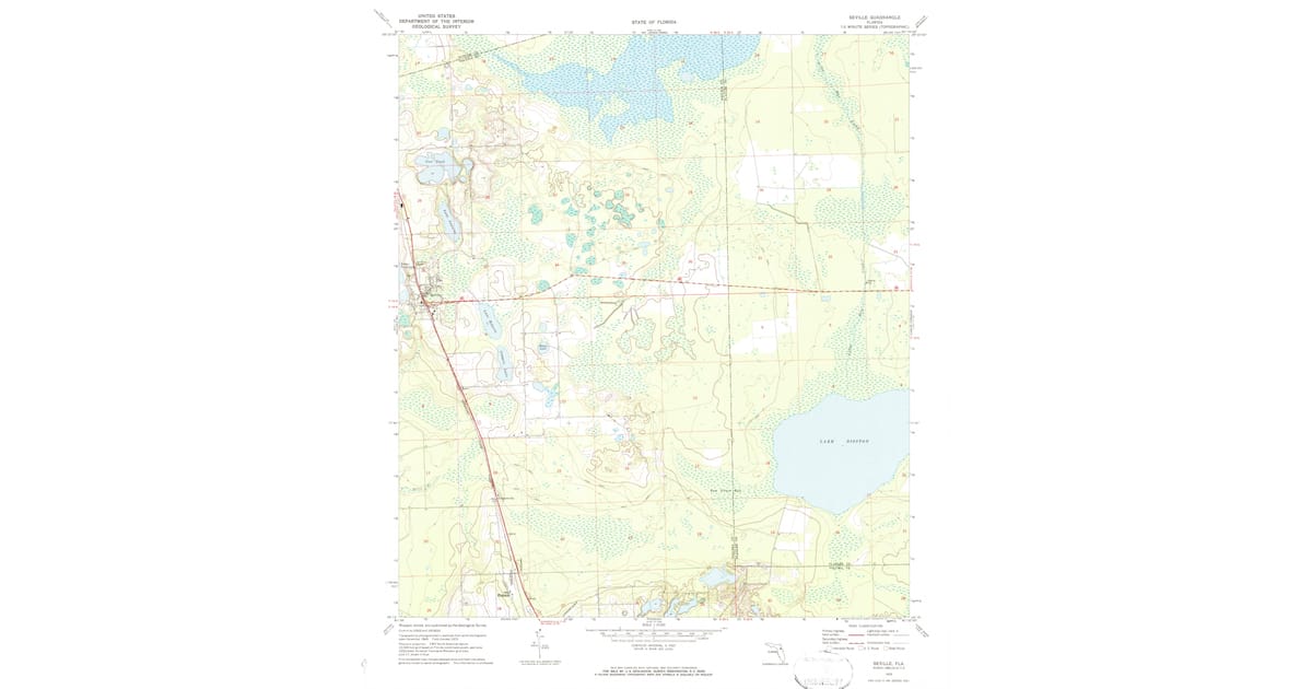 1970 Map of Seville, FL — High-Res, 1984 Print | Pastmaps