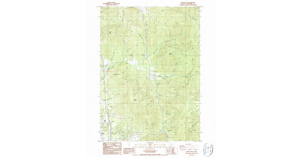 1986 Map of Sexton Mtn, Josephine County, OR — High-Res | Pastmaps