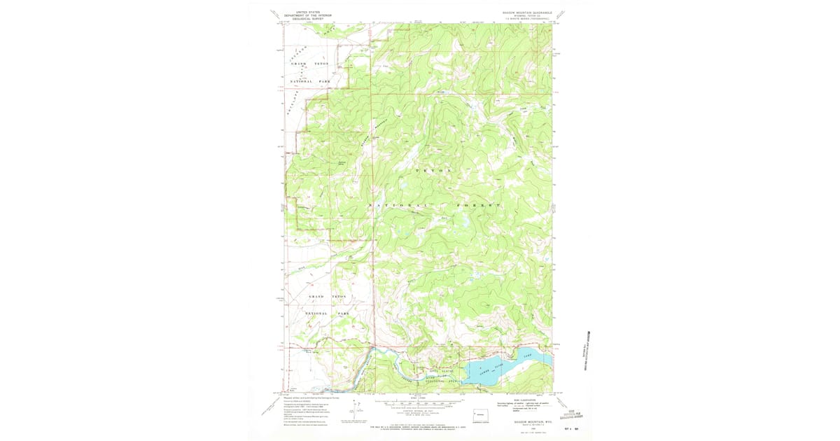 1968 Map of Shadow Mountain, Teton County, WY — High-Res | Pastmaps