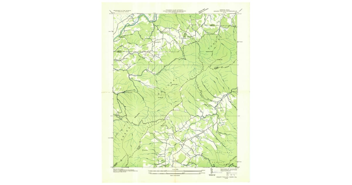 1935 Map of Shady Valley, Sullivan County, TN — High-Res | Pastmaps