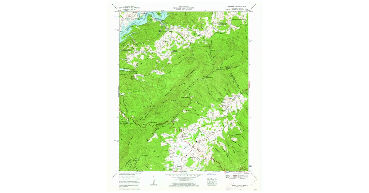 1960 Map of Shady Valley, Sullivan County, TN — High-Res | Pastmaps
