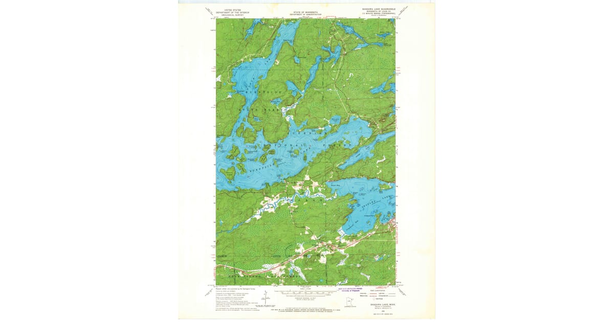 1965 Map of Shagawa Lake, St. Louis County, MN — High-Res | Pastmaps