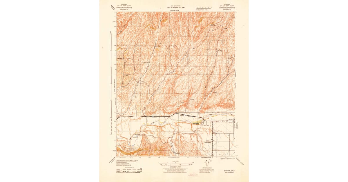 1943 Map of Shandon, CA — High-Res | Pastmaps