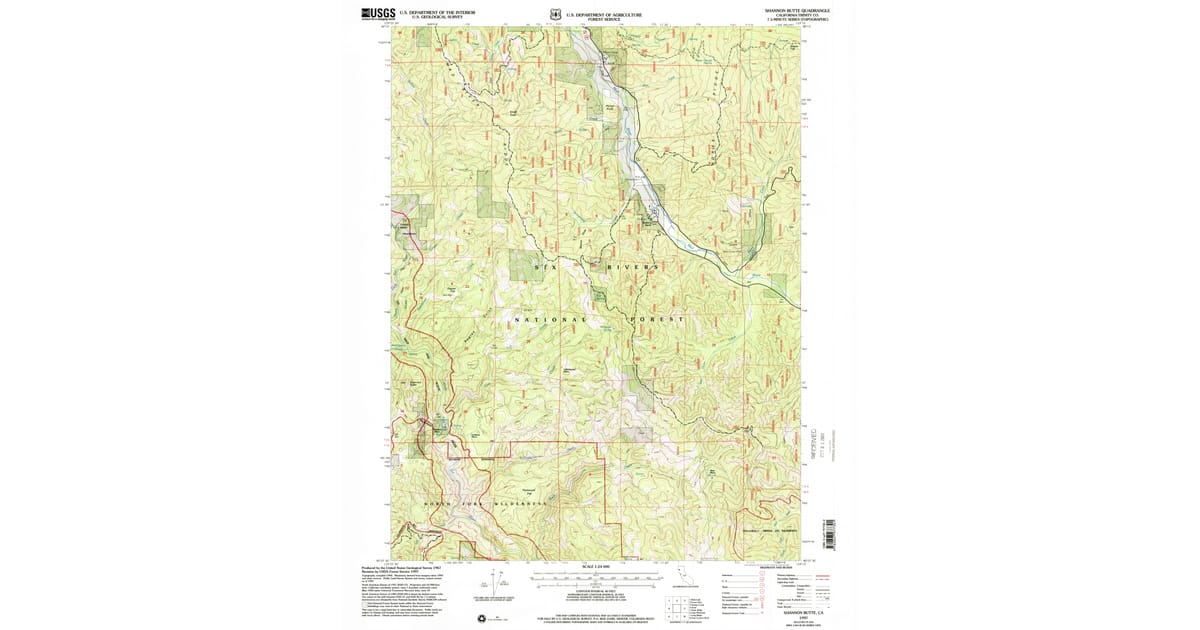 1997 Map of Shannon Butte, Trinity County, CA — High-Res | Pastmaps