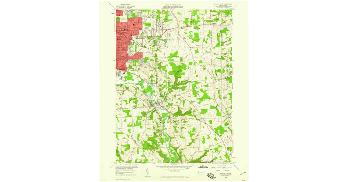 1958 Map of Sharon East, Mercer County, PA — High-Res | Pastmaps