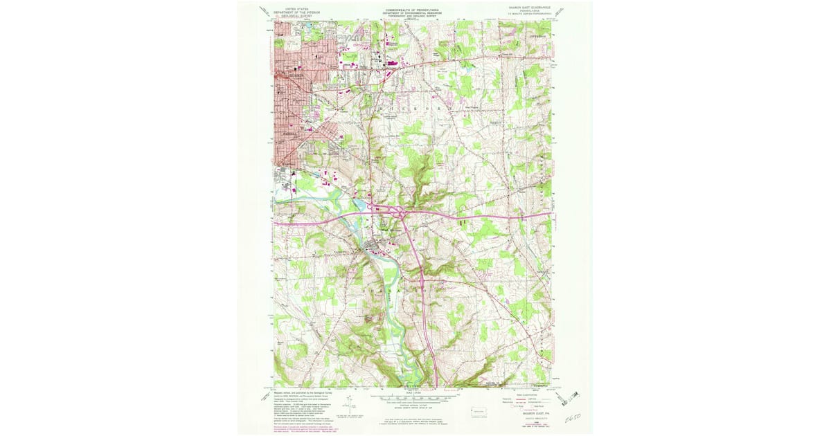 1958 Map of Sharon East, Mercer County, PA — High-Res, 1982 Print ...