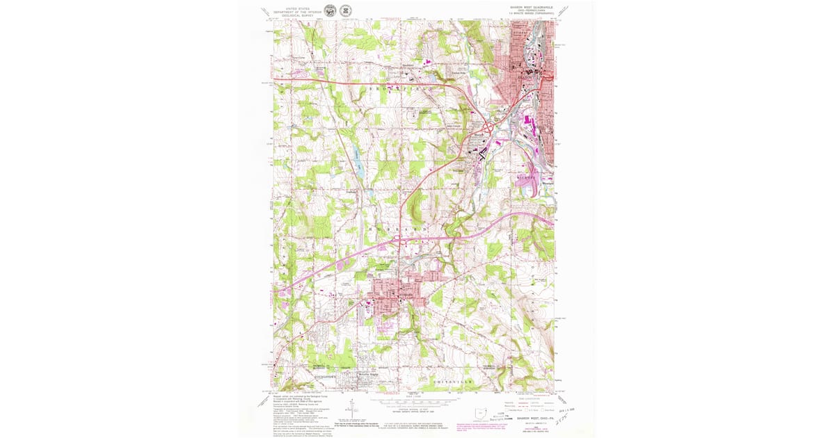 1962 Map of Sharon West, Mercer County, OH — High-Res, 1979 Print ...
