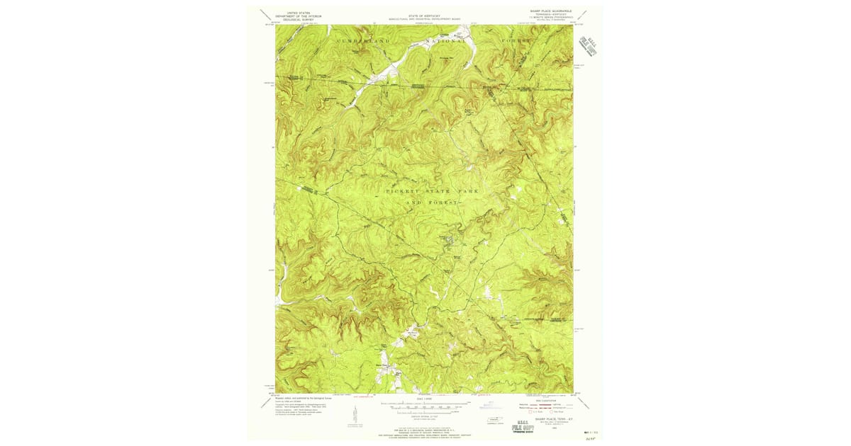 1955 Map of Sharp Place, Pickett County, TN — High-Res | Pastmaps