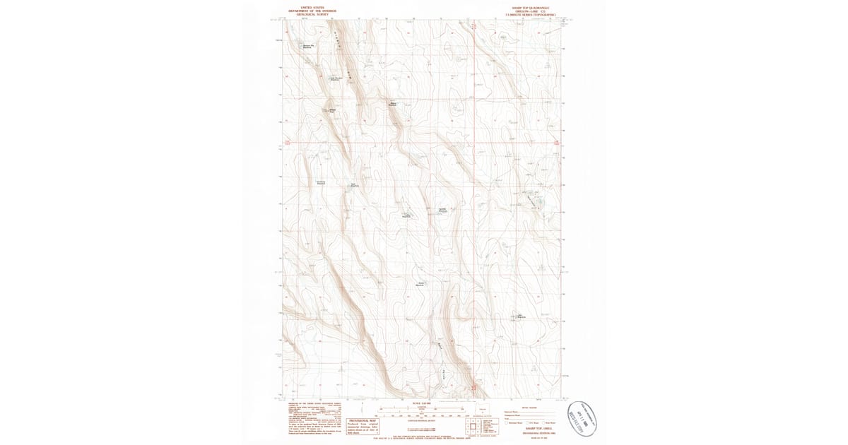 1985 Map of Sharp Top, Lake County, OR — High-Res | Pastmaps