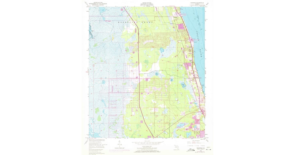 1949 Map of Sharpes, FL — High-Res, 1972 Print | Pastmaps
