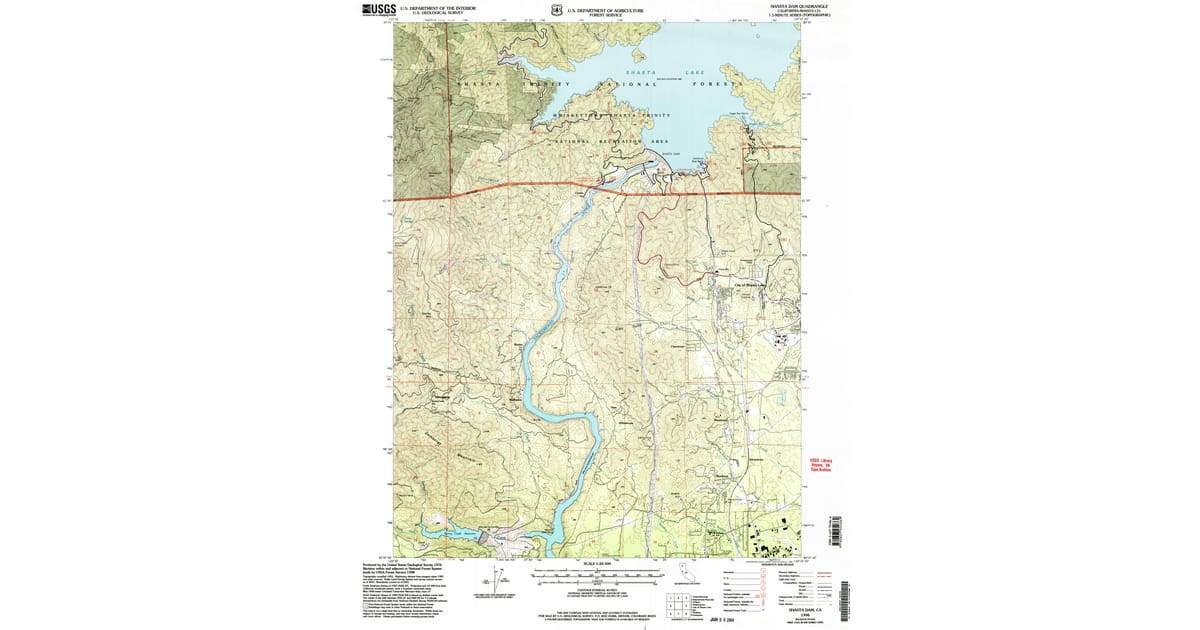 1998 Map of Shasta Dam, Shasta County, CA — High-Res | Pastmaps