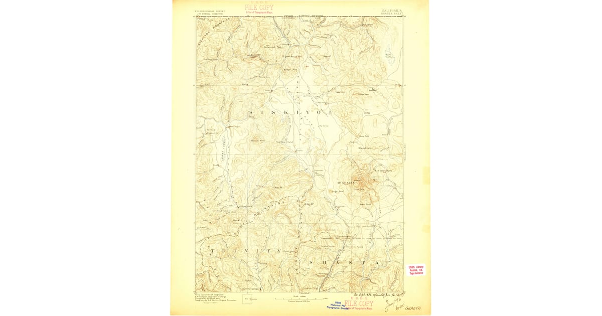 1886 Map of Shasta, CA — High-Res, 1896 Print | Pastmaps