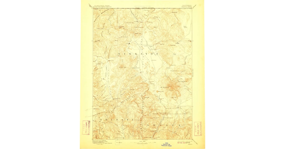 1894 Map of Shasta, CA — High-Res, 1910 Print | Pastmaps
