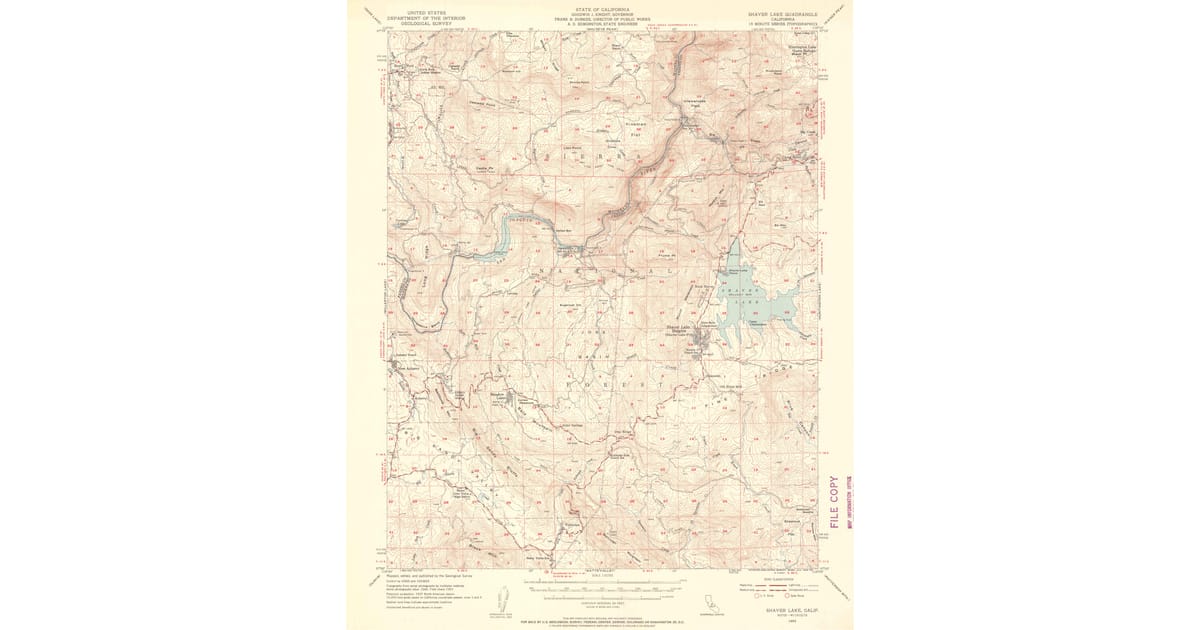 1953 Map of Shaver Lake, CA — High-Res | Pastmaps