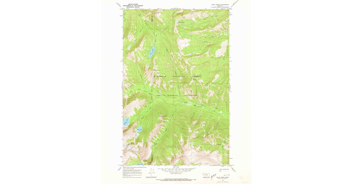 1970 Map of Shaw Creek, Powell County, MT — High-Res | Pastmaps