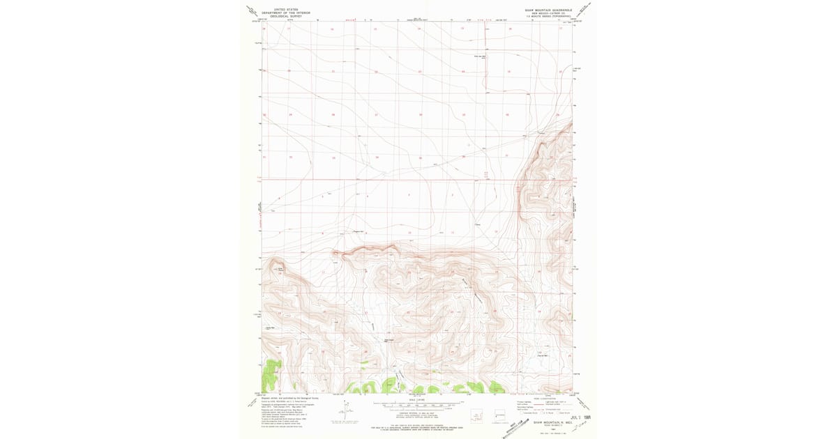 1981 Map of Shaw Mountain, Catron County, NM — High-Res | Pastmaps