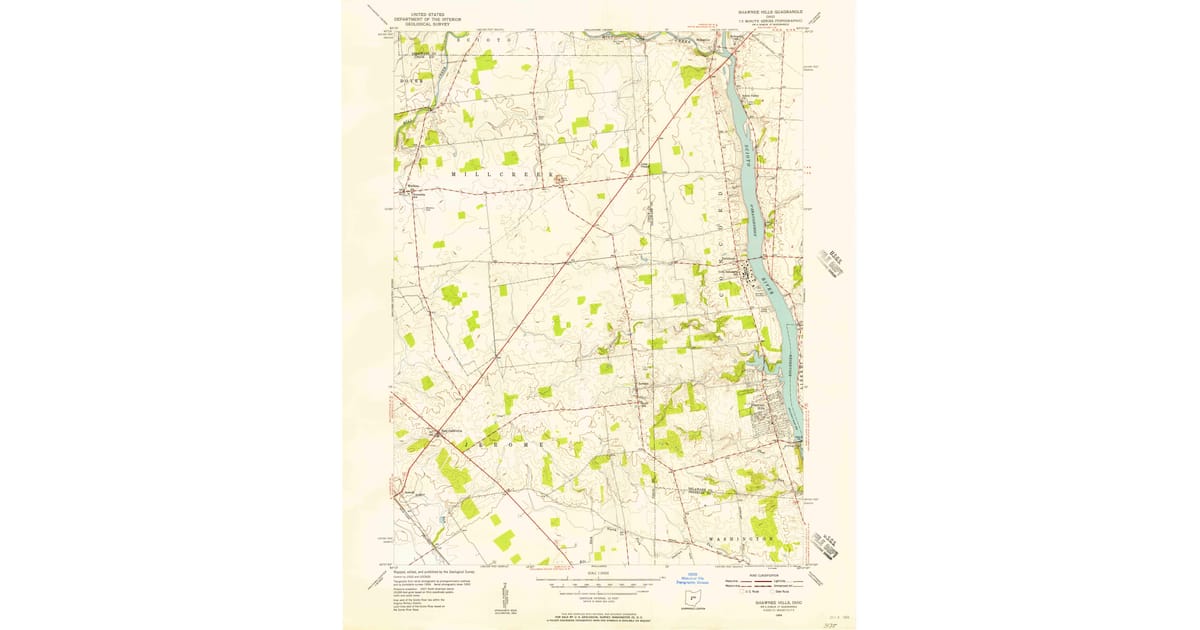 1954 Map of Shawnee Hills, Union County, OH — High-Res | Pastmaps