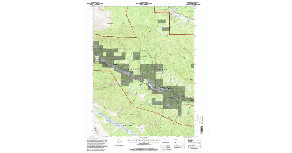 1994 Map of Shawnee, Park County, CO — High-Res | Pastmaps