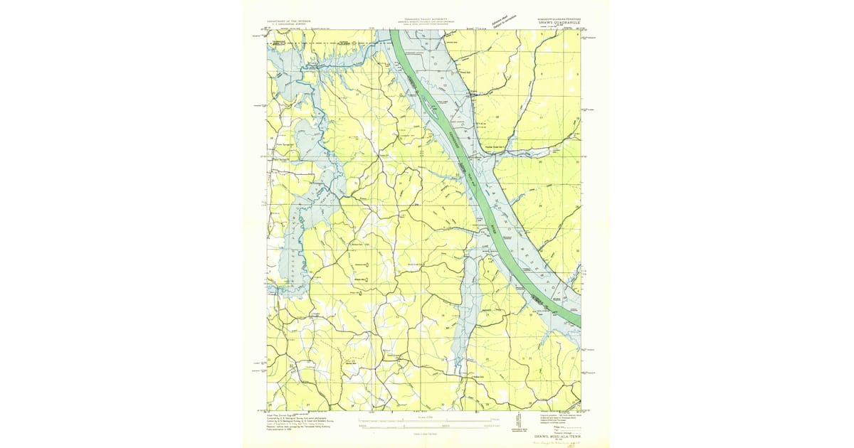 1936 Map of Shaws, Tishomingo County, MS — High-Res | Pastmaps