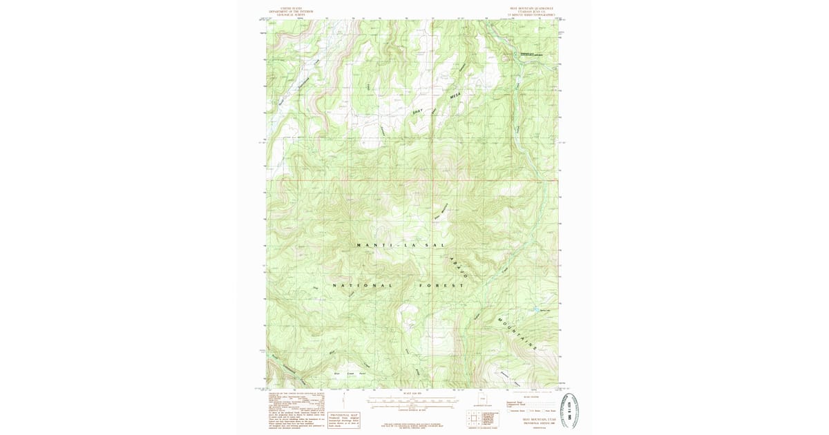 1985 Map of Shay Mountain, San Juan County, UT — High-Res | Pastmaps