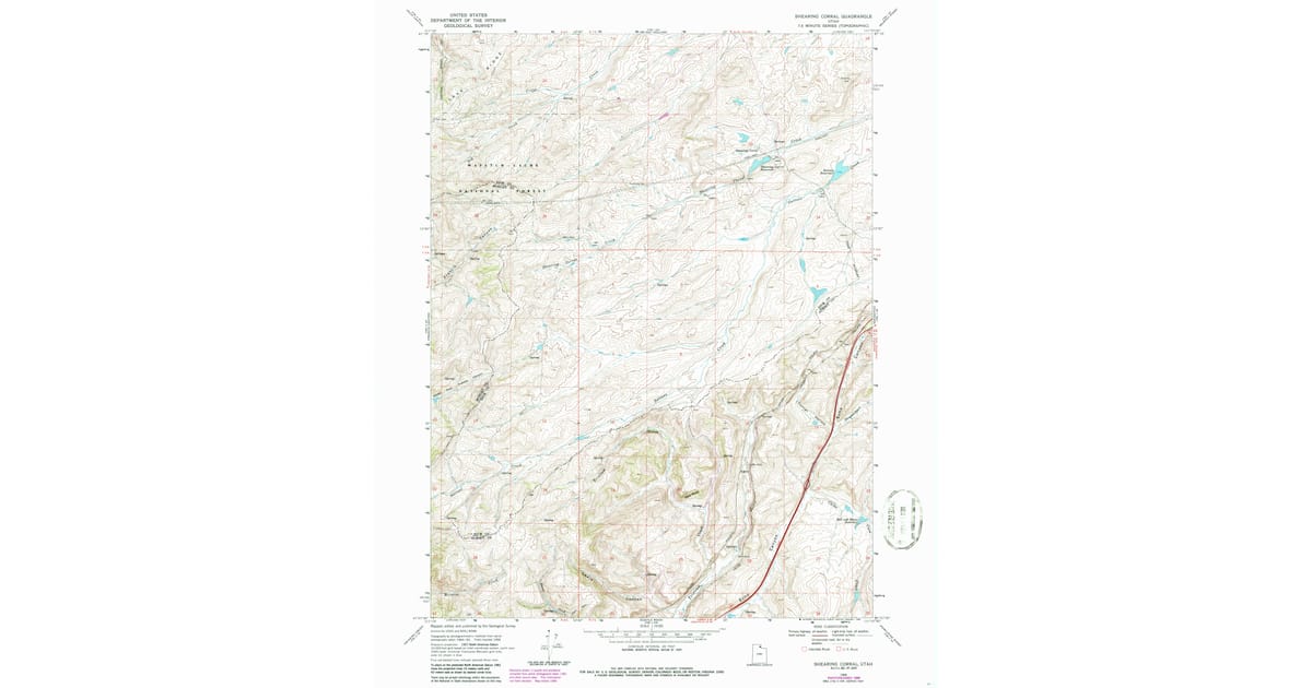 1968 Map of Shearing Corral, Rich County, UT — High-Res, 1986 Print ...