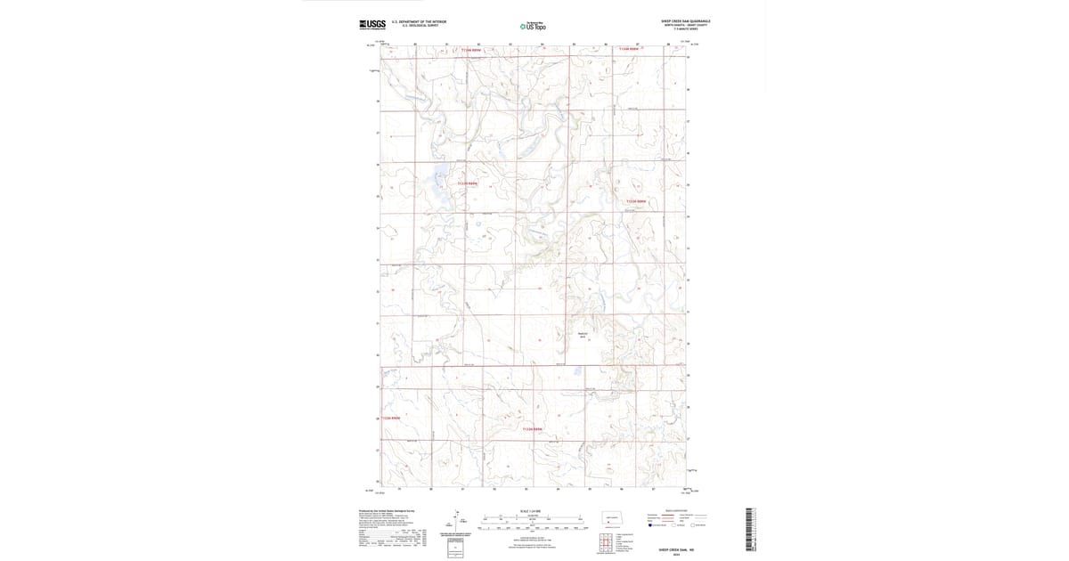 2024 Map of Sheep Creek Dam, Grant County, ND — High-Res | Pastmaps