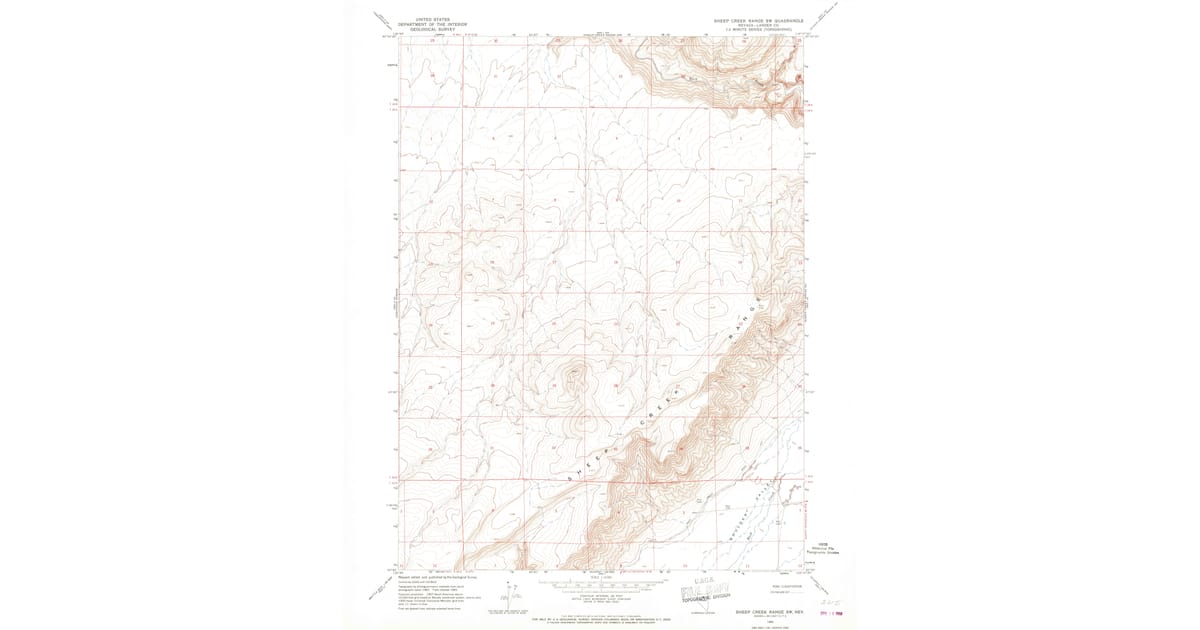 1965 Map of Sheep Creek Range SW, Lander County, NV — High-Res | Pastmaps