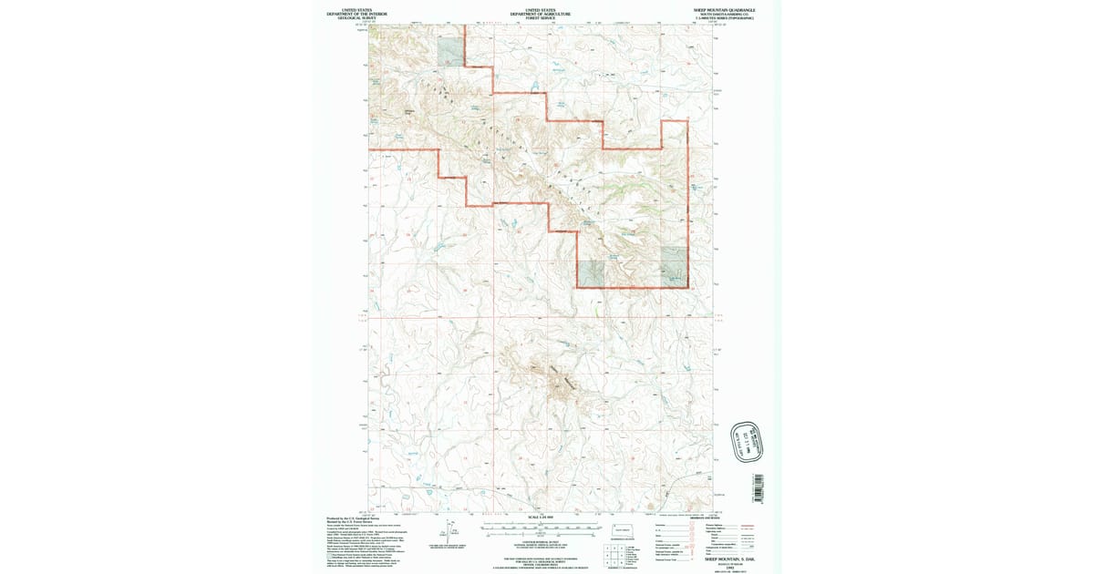 1993 Map of Sheep Mountain, Harding County, SD — High-Res | Pastmaps