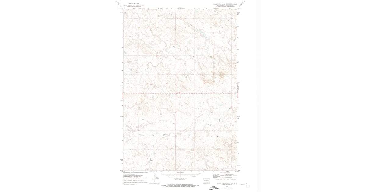1971 Map of Sheep Pen Draw SW, Harding County, SD — High-Res | Pastmaps