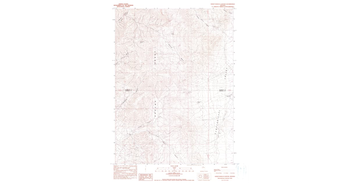 1990 Map of Sheep Ranch Canyon, Humboldt County, NV — High-Res | Pastmaps