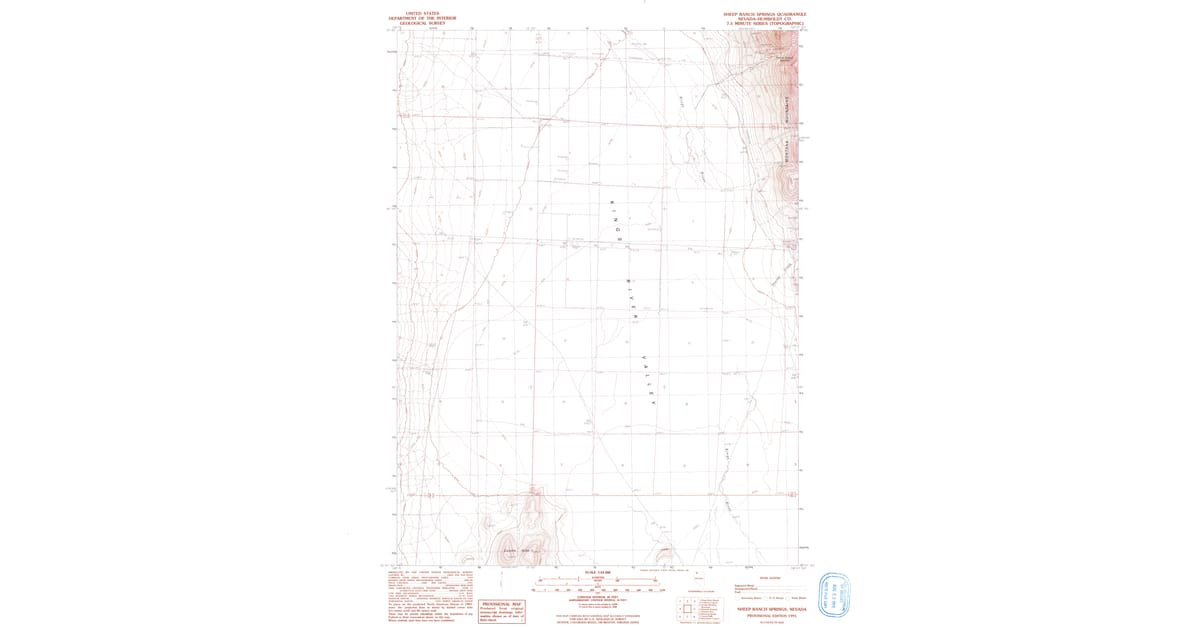 1991 Map of Sheep Ranch Springs, Humboldt County, NV — High-Res | Pastmaps