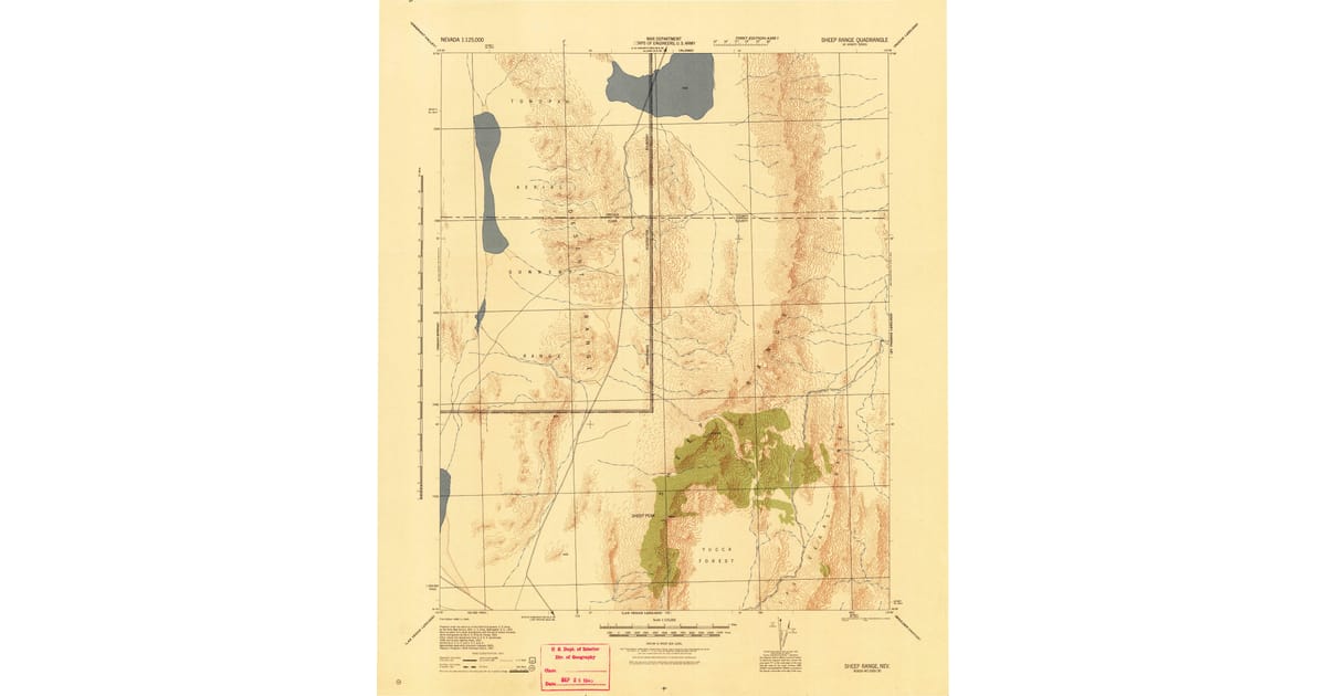1945 Map of Sheep Range, Clark County, NV — High-Res | Pastmaps