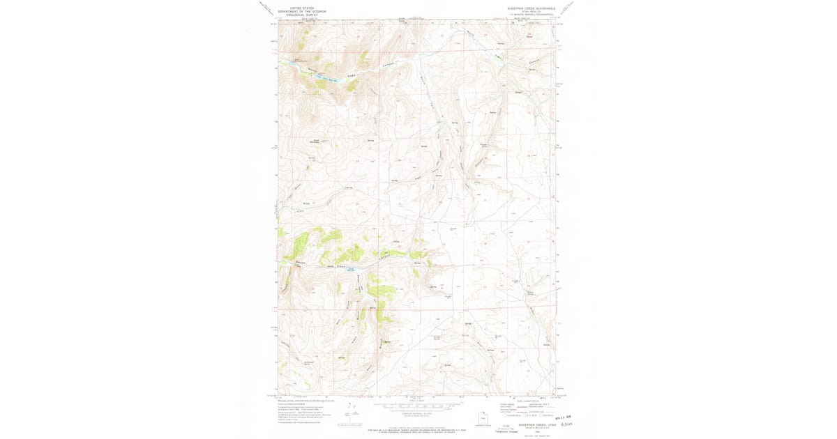 1969 Map of Sheeppen Creek, Rich County, UT — High-Res | Pastmaps