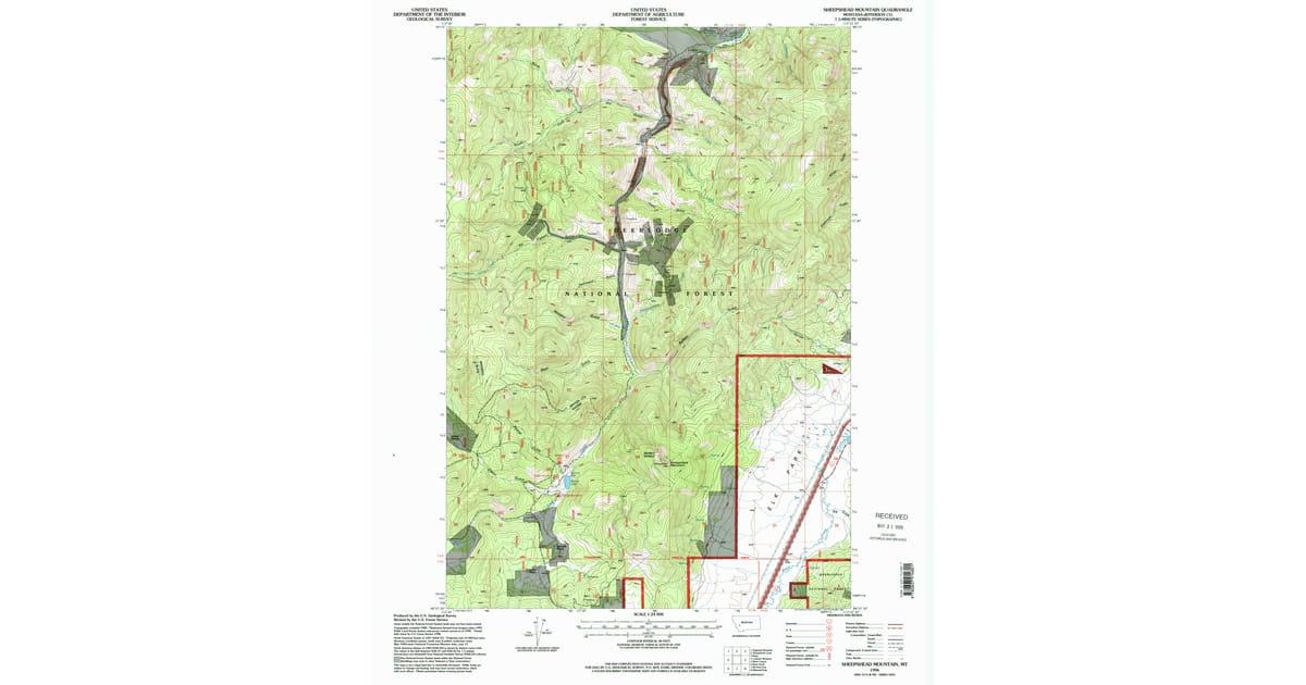 1996 Map of Sheepshead Mountain, Jefferson County, MT — High-Res | Pastmaps