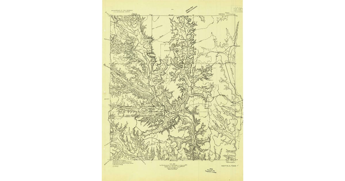 1929 Map of Sheffield, TX — High-Res | Pastmaps