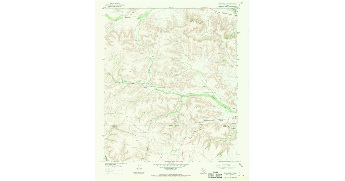 1967 Map of Sheffield NW, Pecos County, TX — High-Res | Pastmaps