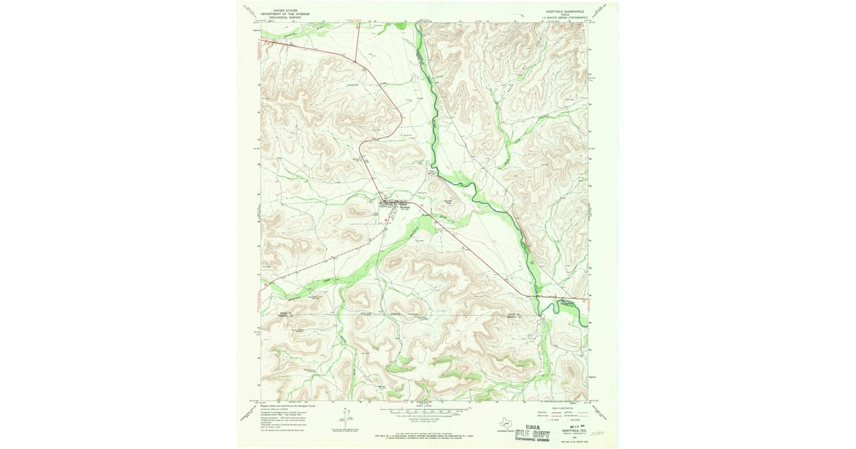 1967 Map of Sheffield, TX — High-Res | Pastmaps