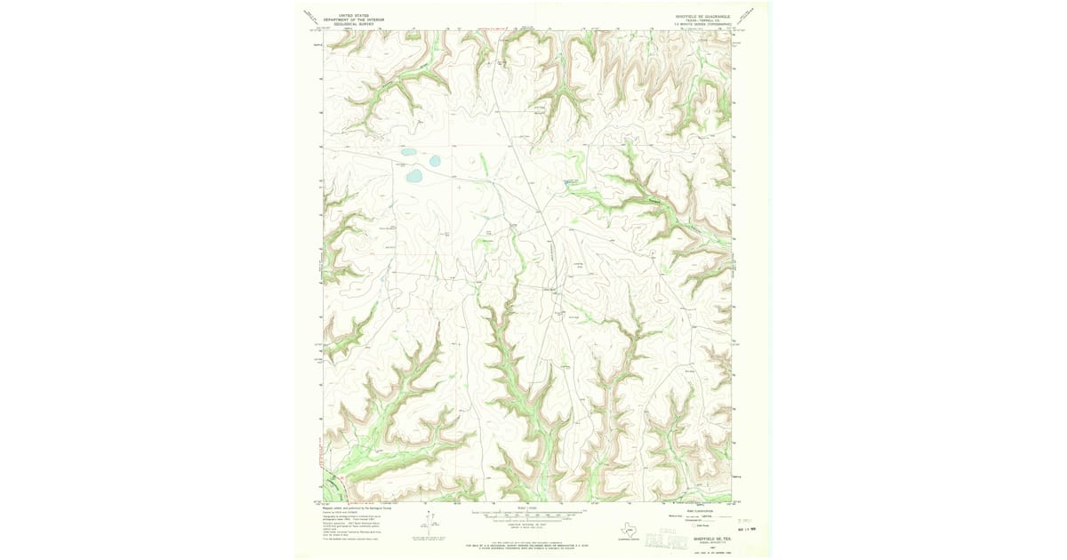 1967 Map of Sheffield SE, Terrell County, TX — High-Res | Pastmaps